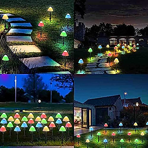 Outdoor Solar Garden Lights, Set of 12 Mini Solar Mushroom Light Outdoor Waterproof Cute Mushroom Shaped Pathway Landscape Lights for Yard Patio Garden Party Wedding Festival Decoration （Multicolor