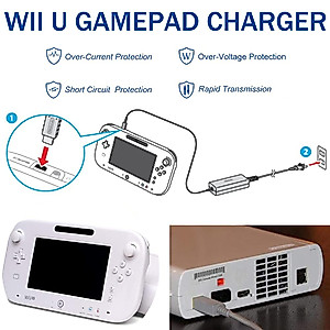 Wii-U Gamepad Charger Cord, TFSeven AC Power Adapter Charger Wiiu Charging Cable Power Supply Cord for Nintendo Wii U Gamepad Remote Controller