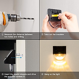 GIGALUMI Solar Fence Lights, 12 Pack Waterproof Solar LED Outdoor Wall Lighting for Deck Steps Patio Walkway Garden(Warm White)