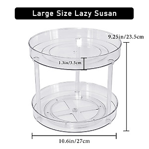 YTXXDEUS 2 Tier Lazy Susan Bathroom Organizer,10.6 Inch Clear Spice Rack Turntable for Kitchen Cabinet, Perfume Organizer for Vanity, 360 Rotating Tiered Tray for Cupboard, Pantry, Bathroom, Table