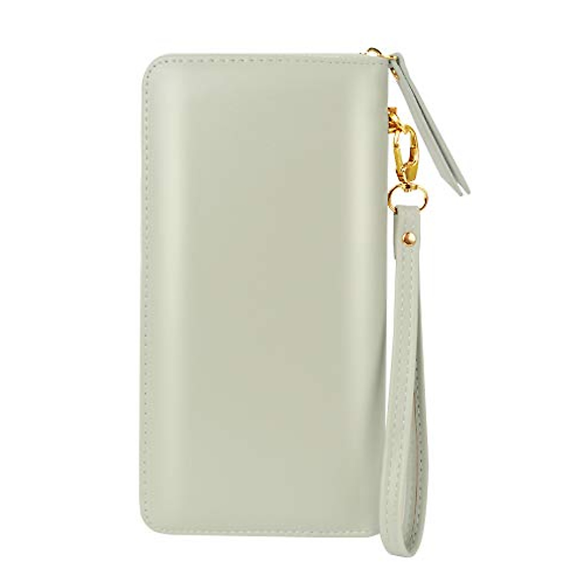 Nawoshow Women Leather Wallet RFID Blocking Zipper Pocket Wallet Card Case Purse with ID Window (Green(Flower))