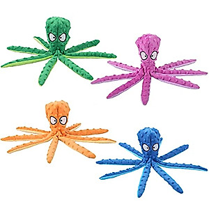 oAutoSjy 2pcs Plush Squeaky Dog Toy No Stuffing Octopus Duck Pet Toy for Small Medium and Large Dogs Crinkle Dog Toy Indoor Pet Interactive Toy Chew Toy for Biting Training Puppy Teething,Purple