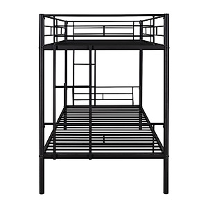 CALABASH Bunk Beds Twin Over Twin, Heavy Duty Twin Size Metal Bunk Bed Frame with Guardrail & Ladders, Space-Saving, Noise Free, No Box Spring Needed (Black)