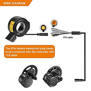 BAFANG Thumb Throttle for Motor Kit : Compatible Mid Drive Electric Bike Conversion Kit BBS01 BBS02 BBSHD BBS03 BBS02B Motor, Waterproof 3PIN Female Thumb Throttle Accelerator for eBike