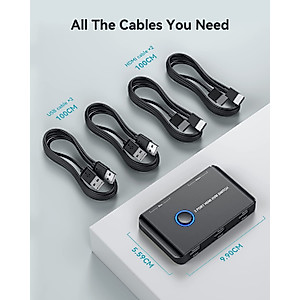 KVM Switch, Giimake KVM Switch HDMI,USB KVM Switch for 2 Computers Sharing One HD Monitor and Keyboard Mouse, Support 4K@60Hz,2 HDMI Cables and 2 USB Cables Included