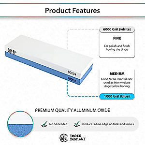 Knife Sharpening Stone Kit - 2 Side Whetstone Set 1000/6000 Grit Sharpening and Honing Wet Stone Waterstone Sharpener for Chefs and Kitchen Knife Anti-slip Base Angle Guide & Flattening Stone