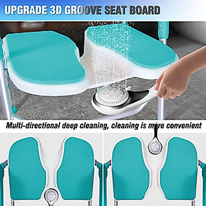 Shower Chair with Arms and Back 350 LB, Folding Shower Chair 5-Level Adjustable, Non-Slip Feet Shower Seat Cutout for Private Washing,for Elderly,Disabled, Seniors & Pregnant，Heavy Duty Shower Chair