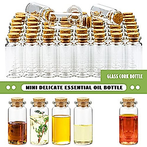 WFPLUS 60 Pieces 10ml Cork Stopper Glass Bottles - DIY Mini Glass Jars, Tiny Clear Vials with Cork for Display Art Crafts Decoration Wedding Party Supplies