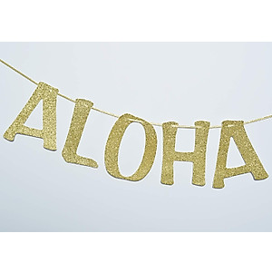 Aloha 40 Banner Sign Garland for 40th Birthday Anniversary Party Decorations Pineapple Party Decor Hawaiian Luau Tropical Theme Party Photo Prop Gold Glitter