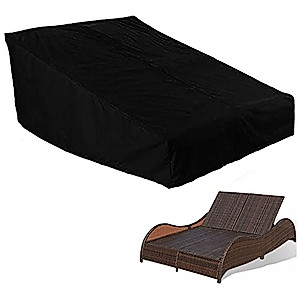 UCARE Double Wide Patio Chaise Lounge Chair Cover Waterproof 82in Outdoor Patio 2 Person Rattan Daybed Sofa Recliner Chaise Longue Protector Dust Furniture Covers