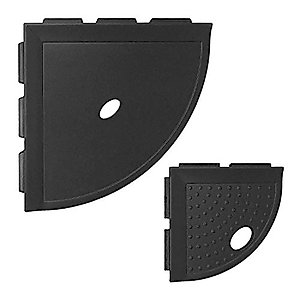 Questech Décor 8 Inch Corner Shower Shelf and 5 Inch Shower Caddy Foot Rest, Metro Lugged Back for New Construction, Mounted Bathroom Shower Organizer, Graphite Black