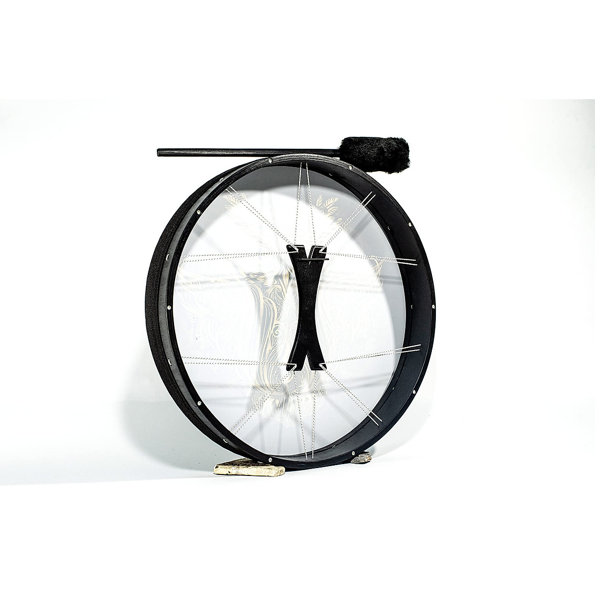 Vegan Shaman "Owl Soul" Drum 20'' | Healing Sound Therapy | Tunable Frame Drum | Water Resistant Membrane | Deep Bass Sacred Sound | With a Soft Protecting Bag