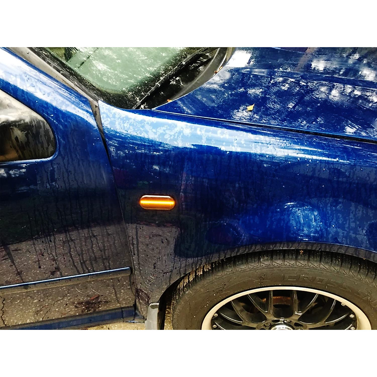 iJDMTOY Smoked Lens Amber Full LED Front Side Marker Light Kit Compatible With Volkswagen MK4 Jetta GTI R32 Beetle etc., Powered by 15-SMD LED, Replace OEM Sidemarker Lamps