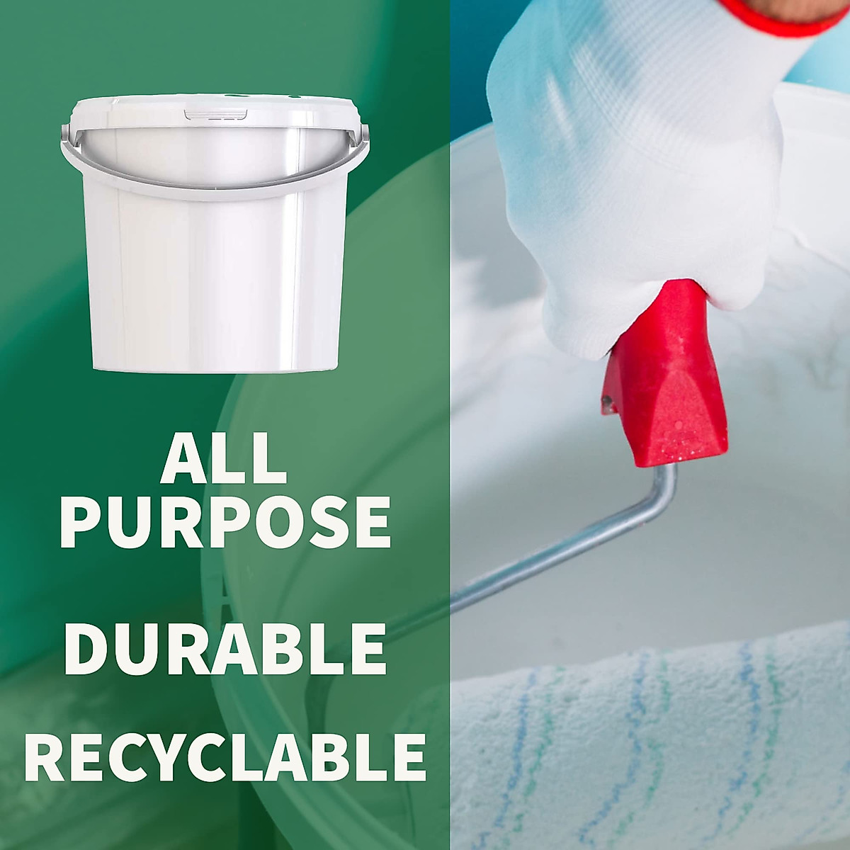 2.5 Gallon Multipurpose White Plastic Bucket Pail (NO LIDS) Food Grade BPA Free 11 Liter Capacity Durable for Commercial Industrial Use (25)