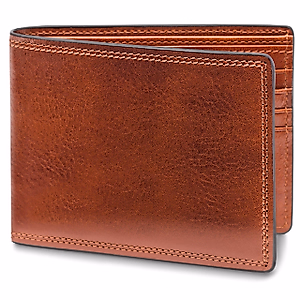 Bosca Men's Wallet, Dolce Leather 8-Pocket Deluxe Executive Wallet, Amber