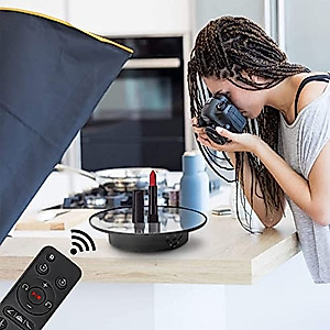 ZLMONDEE Remote Spinning Rotating Display Stand ,Motorized Rotating Turntable Platform Lazy Susan with Mirror 7.87inch/17.6lb Load for Photography Products (Black)