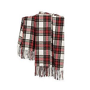 glitzhome 100% Acrylic Dress Stewart Tartan Plaid Throw Blanket with Fringe, 50 x 60 Inch