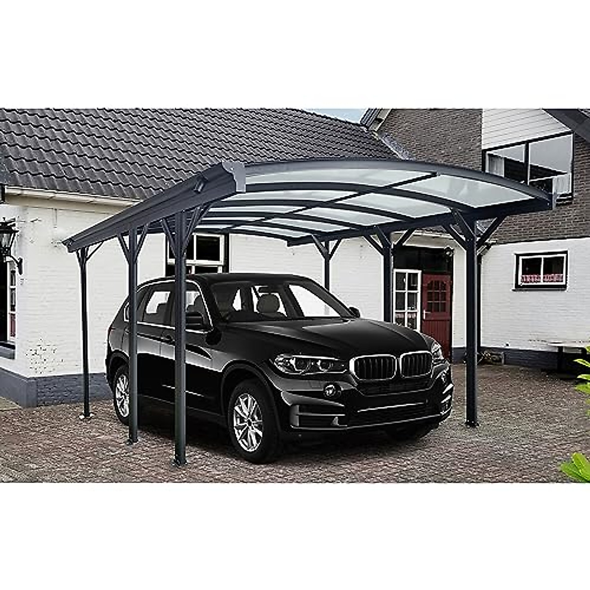 Hanover 19-Ft. x 10-Ft. Aluminum Arch-Roof Carport with Opaque Polycarbonate Roof Panels