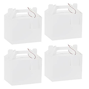 Frantis 12 Pack White Treat Boxes Gable Boxes with Rope and Tag Party Favor Boxes Gift Boxes for Birthday Party 7 x 5.5 x 5.5 Inches