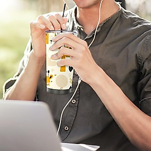 QWEUIOP 20oz Insulated Travel Coffee Mug Cartoon Giraffe And Tree Stainless Steel Tumbler with Lid Double Wall Vacuum Coffee Cup For Hot and Cold Drinks14167