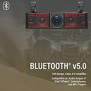 BOSS Audio Systems BRT18RGB ATV UTV Sound Bar System - 18 Inches Wide, IPX5 Rated Weatherproof, Bluetooth Audio, Amplified, 4 inch Speakers, 1 Inch Tweeters, USB Port, RGB Multicolor Illumination