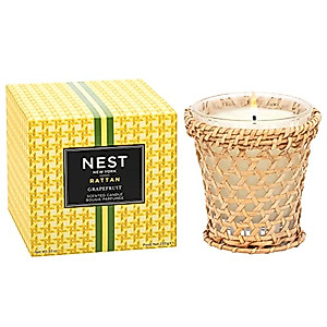 NEST New York Grapefruit Decorative Rattan Scented Classic Candle, 8 Ounces
