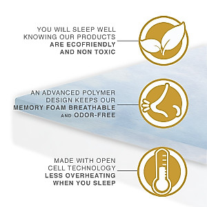 MFQ - Gel Memory Foam Mattress Topper King Size Bed Pad - Made in The USA - 2 Inch Gel Mattress Topper King Size for Extra Padding - Extra Soft and Comfy Gel Infused Toppers