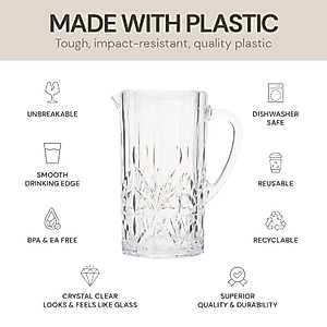 BELLAFORTE Shatterproof Tritan Plastic Water Pitcher, Myrtle Beach 88 oz Unbreakable Drinking Jug for Orange Juice, Iced Tea & Water - Dishwasher Safe - BPA Free - Clear