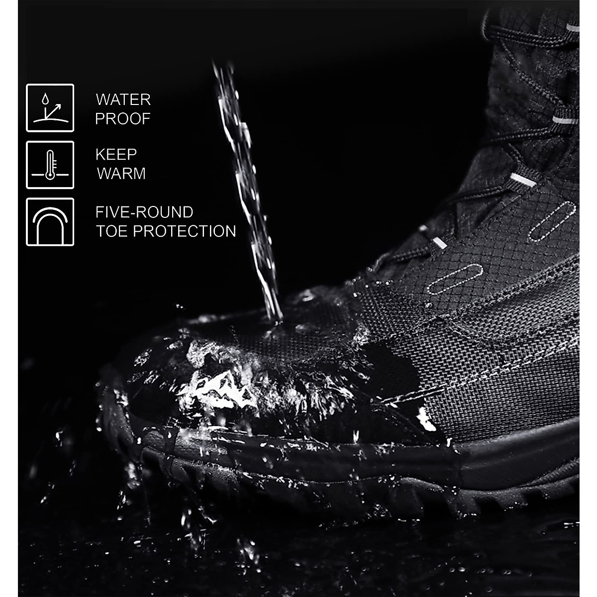 ROCKMARK Men's Winter Snow Boots Outdoor Warm Mid Calf Waterproof Durable Boot Non-Slip Warm Climbing Shoes (9.5, Red)