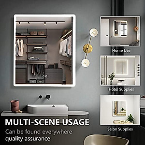 LVSOMT 24 x 28 Inch Bathroom Mirror with LED Lights, Wall-Mounted Vanity Makeup Lighted Mirror, Anti-Fog, Dimmable Lights, Waterproof IP54, Touch Screen Switch, Horizontal/Vertical