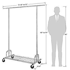 Raybee Clothes Rack, Heavy Duty Clothing Rack Load 460LBS, Commercial Grament Rack Heavy Duty Rolling Clothes Racks for Hanging Clothes Rack, Collapsible ＆ Portable Clothes Rack with Wheels