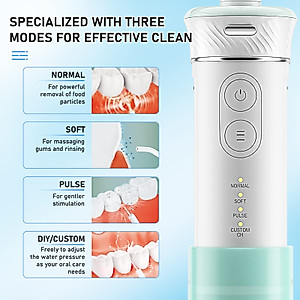 Hangsun Water Flosser Cordless Oral Irrigator Portable Teeth Cleaner HOC600 IPX7 Waterproof Electric Dental Flossers with DIY Modes 6 Jet Tips for Braces Care Travel and Home Use