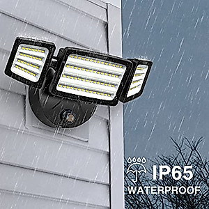 Onforu 55W Security Lights Dusk to Dawn, 5500LM Bright LED Flood Light with Photocell, 3 Adjustable Heads Exterior Floodlight, IP65 Waterproof 6500K Daylight White Outdoor Light for Garage Yard Patio
