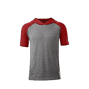 EvoShield mens Short Sleeve Hooded Sweatshirt, Grey/Scarlet, X-Large US