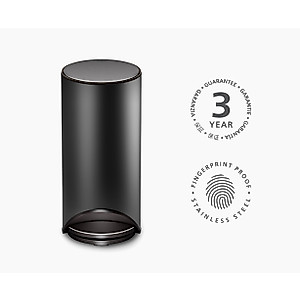 Joseph Joseph Arc 30L/7.9 Gallon Slimline Pedal Bin with Easy Push Pedal, Liner Pocket, Odor Seal, Soft-Close Lid, Fingerprint-Proof, Removable Inner Bucket, Carbon Black