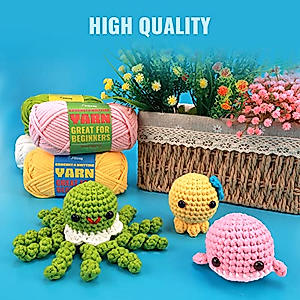 Pllieay Khaki Cotton Yarn, 4x50g Crochet Yarn for Crocheting and Knitting, Cotton Yarn for Beginners with Easy to See Stitches for Beginners Crocheting and Knitting