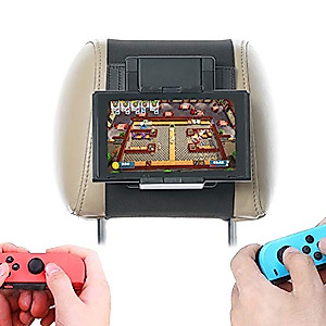 TFY Ninitendo Switch Car Mount Swivel Car Headrest Mount Holder for Game Machine Nintendo Switch and Other 5 to 10.5 Inch Phones and Tablets