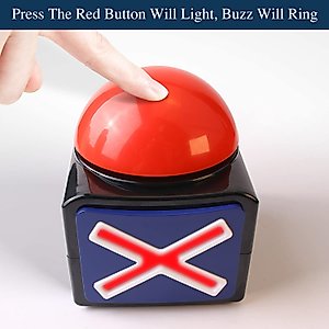 BEAN LIEVE Game Buzzers with Sound - 2 Pack Buzzer Button with Lights, Game Show Buzzers for Family, Quiz Game Buttons Perfect for Game Night & Trivia Club & Classroom (Black)