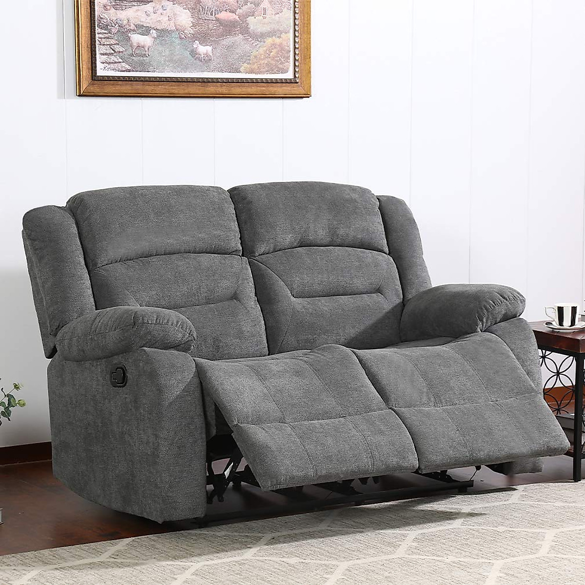 FDW Recliner Sofa Set Sectional Sofa for Living Room Home Theater Seating Reclining Couch Sofa Manual Recliner Motion for Home Furniture (Grey, Love Seat)