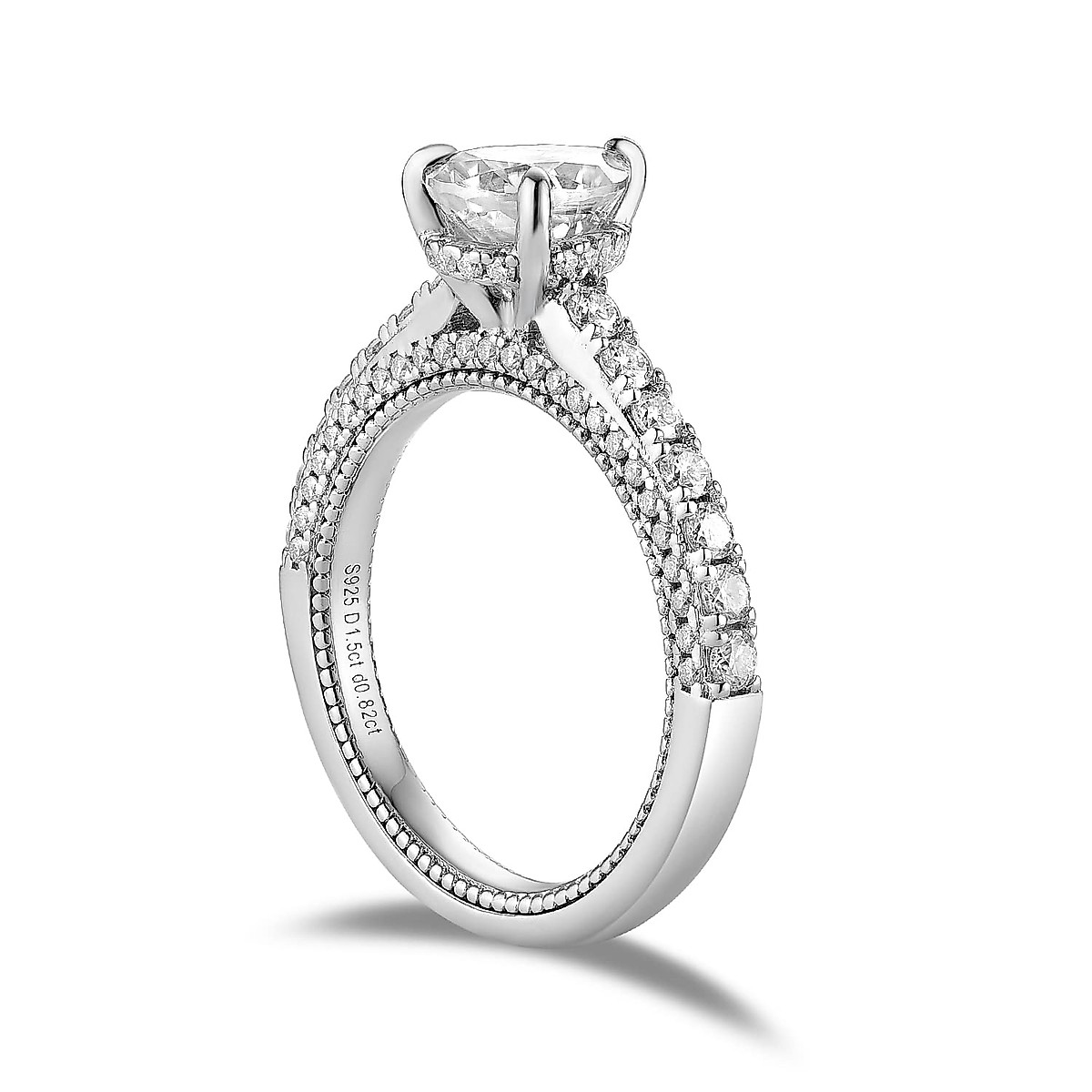 DovEggs Moissanite Engagement Rings for Women 1.5ct Center 6X8mm H-I Color Pear Cut Moissanite Lab Grown Hidden Halo Wedding Engagement Ring Solitaire 14k Gold Quality Silver with Accents Band Width