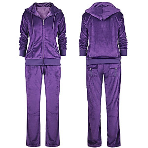 Sweat Suits for Women Set Jogging Workout Active wear Velour Outfits Hoodie and Sweatpants Cute (3XL, Purple) Tracksuits XX-Large Purple