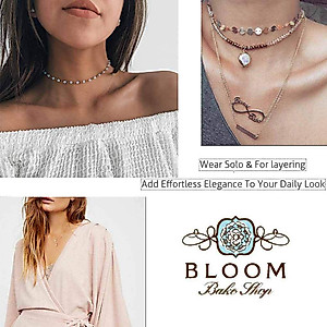 Olbye Tiny Rainbow Moonstone Necklace Choker Minimalist Gold Necklace for Women Necklace Everyday Jewelry