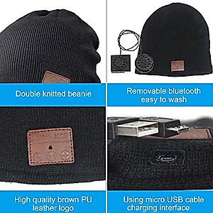 BearsFire Bluetooth Beanie Hat with Touchscreen Gloves, Wireless Headphone Music Hat Cap Winter Soft Warm Knitted Hat for Men Black