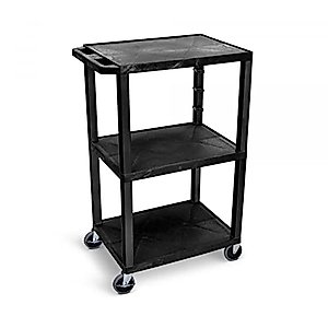Luxor/H.Wilson 3 Shelf Tuffy Cart, Black (WT42),24"W x 18"D x 42.5"H