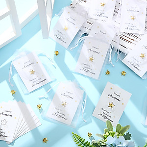 Nosiny 50 Set Christmas Employee Appreciation Gifts Include Star Badge Lapel Pins Bulk Nurse Inspirational Greeting Cards and Bag Operation Christmas Thank You Gifts for Women Team Volunteer Student