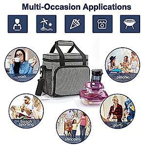 MOV COMPRA 15L Insulated Lunch Bags for Men, Leakproof Lunch Box for Adults, Mens Lunchbox for Work,Picnic,Camping. (24-Can(Stripe))