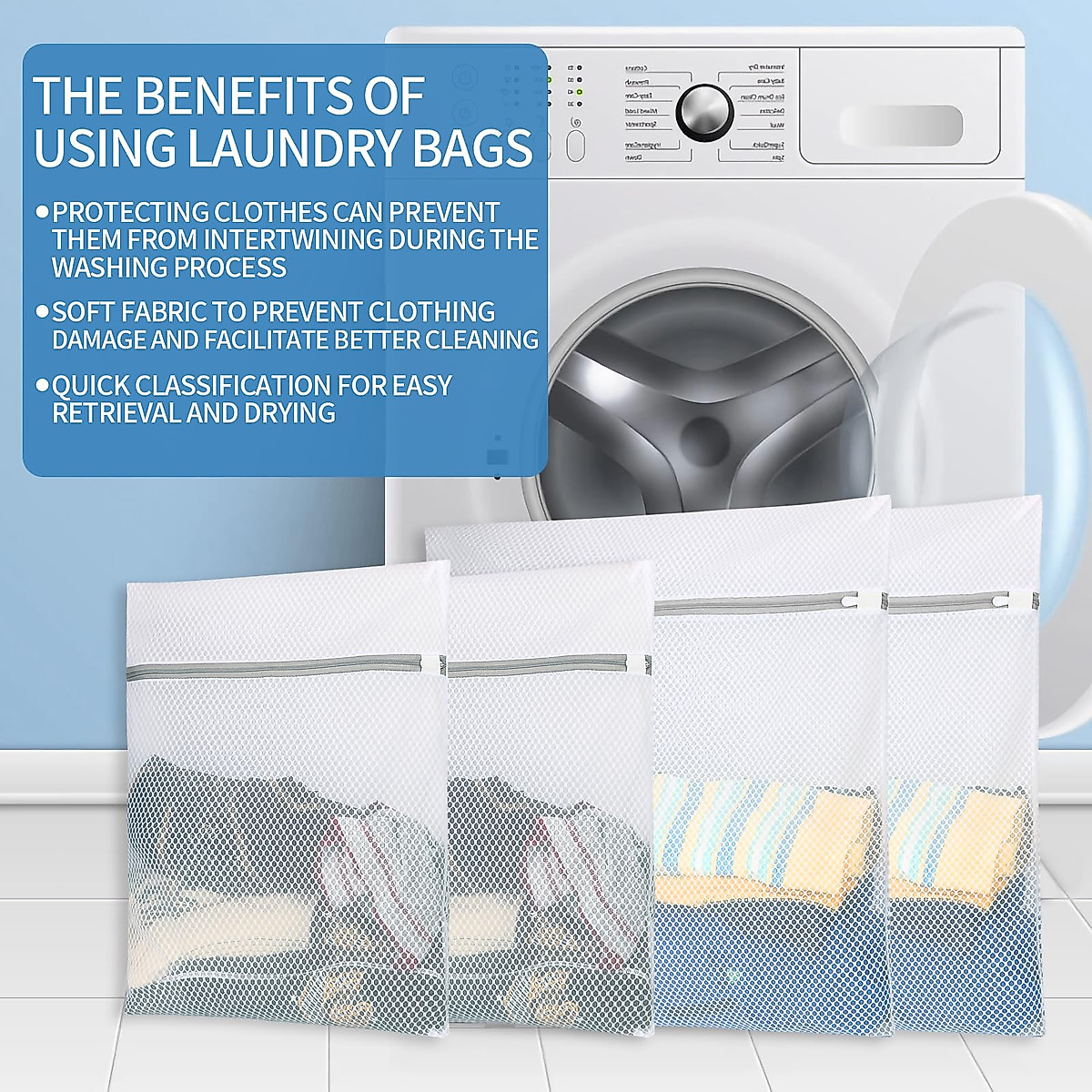 4Pcs Honeycomb Mesh Laundry Bags,Laundry Bags Mesh Wash Bags,Laundry Bag,Large size(16 * 20 inch*2 + 24 * 24 inch*2)