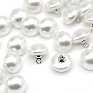 USOSOU 10mm Mushroom Semicircle Pearl Buttons, White Faux Pearl Buttons for Sewing, Shirts, Skirts, Wedding Dresses, Jewelry Decorations, DIY Crafts (40pcs 10mm(0.394inch))
