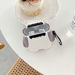 BONTOUJOUR Case for Beats Studio Buds, Open Mouth White Grey Shark Fish Shape Earphone Case, Stylish Cartoon Shark Soft TPU Silicone Rubber Earbud Protection Skin for Beats Studio Buds+Hook