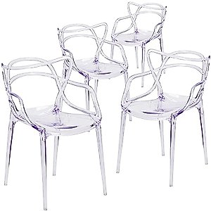 Flash Furniture Josh 4 Pack Nesting Series Transparent Stacking Side Chair
